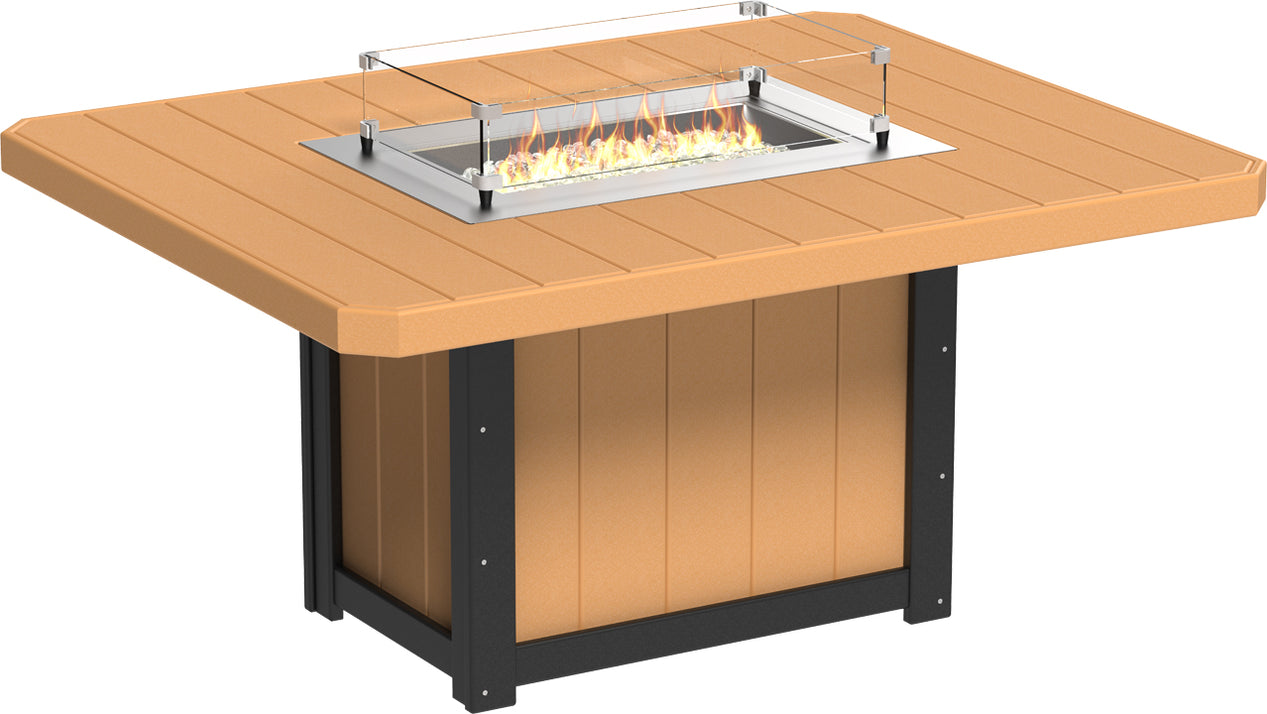 LuxCraft Lumin Fire Table 62″ Rectangular Dining Height - Amish Yard