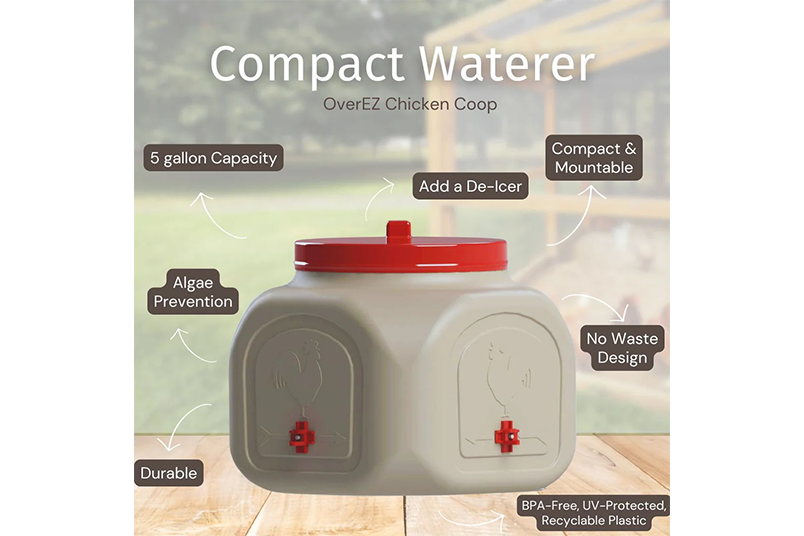 OverEZ Compact Chicken Waterer - Amish Yard