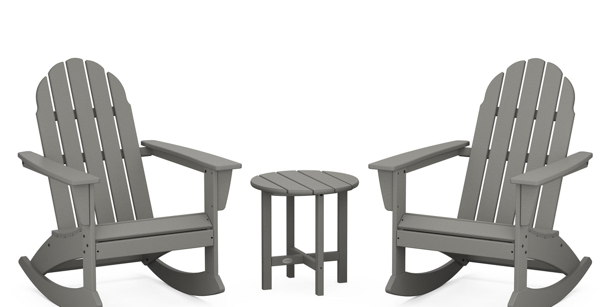 POLYWOOD Vineyard 3-Piece Adirondack Rocking Chair Set - Amish Yard