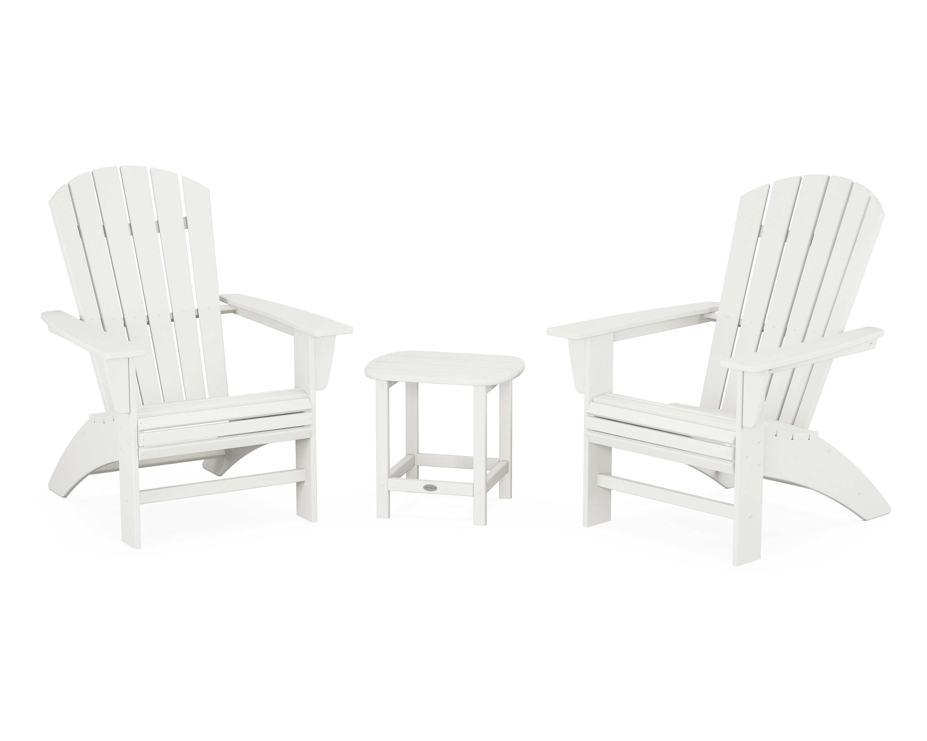 POLYWOOD Nautical 3-Piece Curveback Adirondack Set - Amish Yard