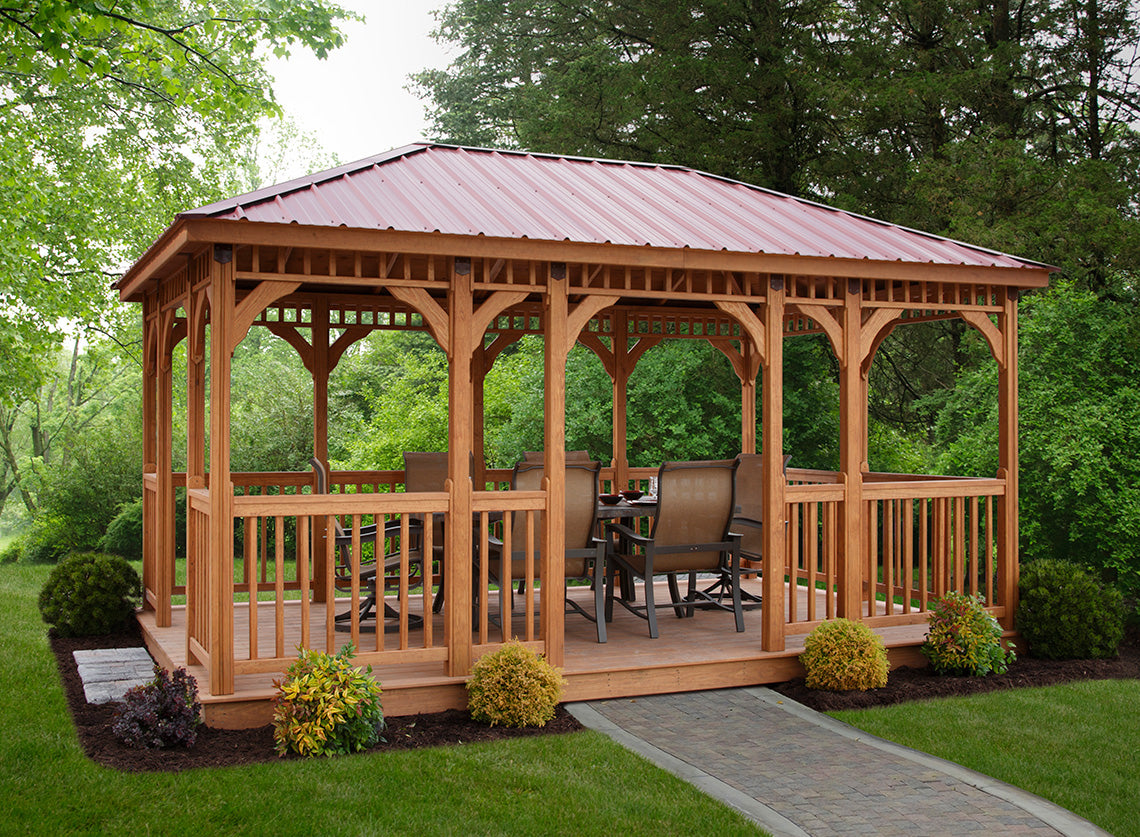 Rectangular Wood - Berlin Gardens Wood Rectangle Gazebo - Amish Yard